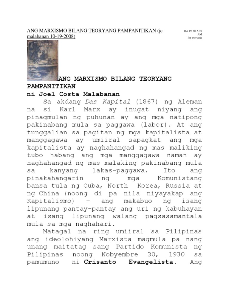 Ang Marxismo Bilang Teoryang Pampanitikan