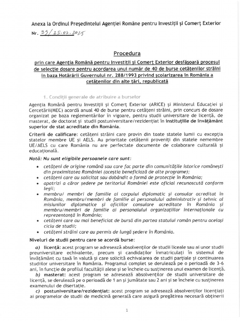 2 Procedura Selectie Dosar Burse 2025-2026 | PDF