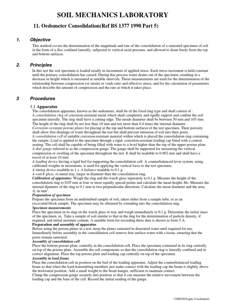 Oedometer Consolidation Testing Guide | PDF | Porosity | Materials