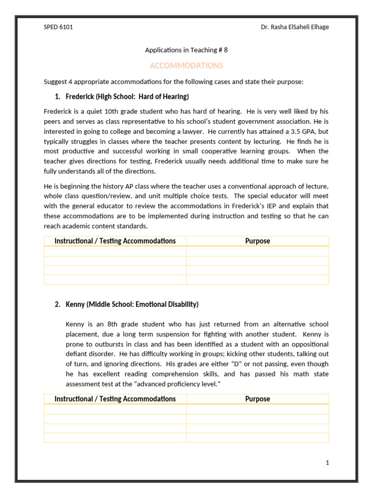 Accommodations for Diverse Learners | PDF | Individualized Education Program | Teachers