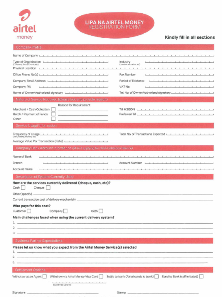 Paybill Application Form | PDF