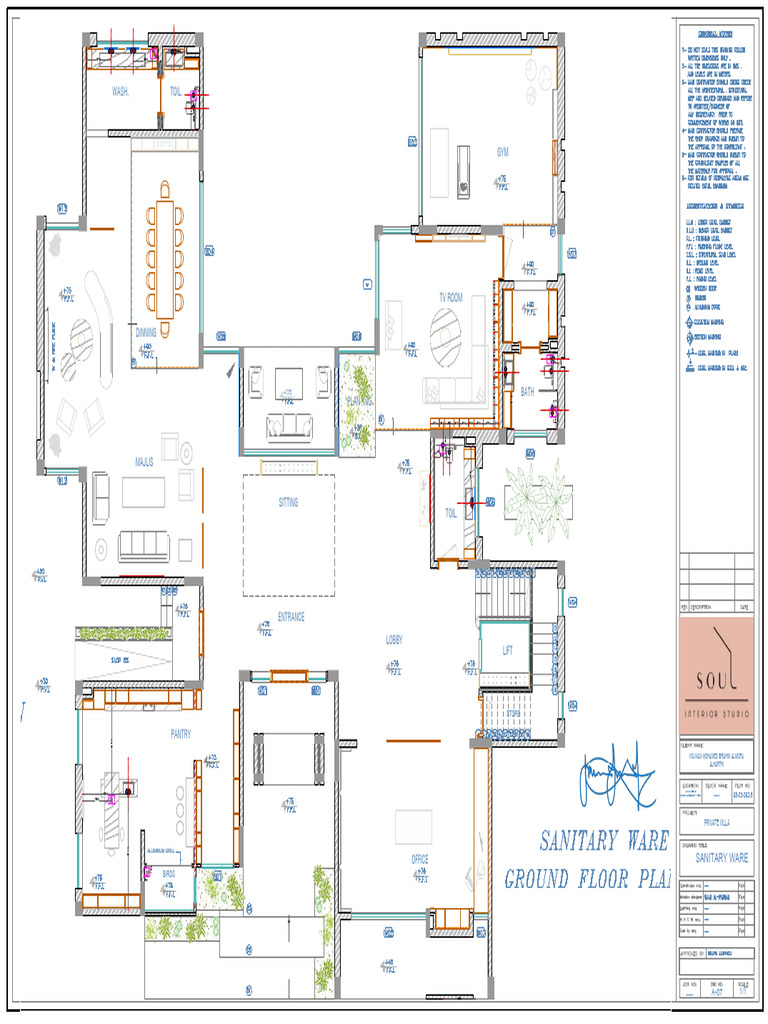 Approved Sanitary Plan For Villa 2301J173 | PDF | Room | Home