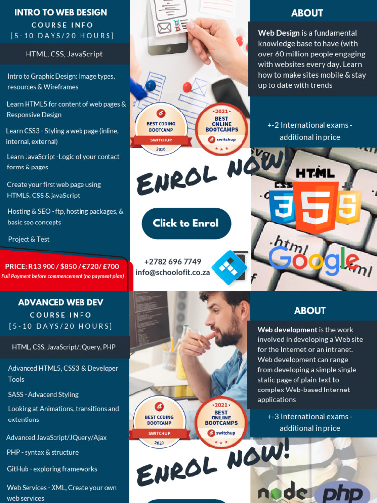 School of IT Web Developer Courses Brochure | PDF | World Wide Web | Internet & Web