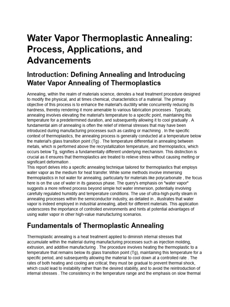 Water Vapor Annealing of Thermoplastics | PDF | Thermoplastic | Water