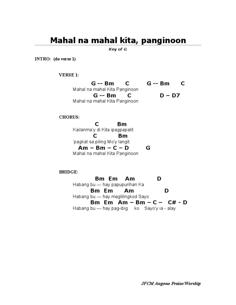 Mahal Na Mahal Kita, Panginoon (G) | PDF