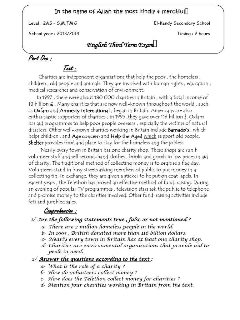 Dzexams 2as Anglais 399654 | PDF