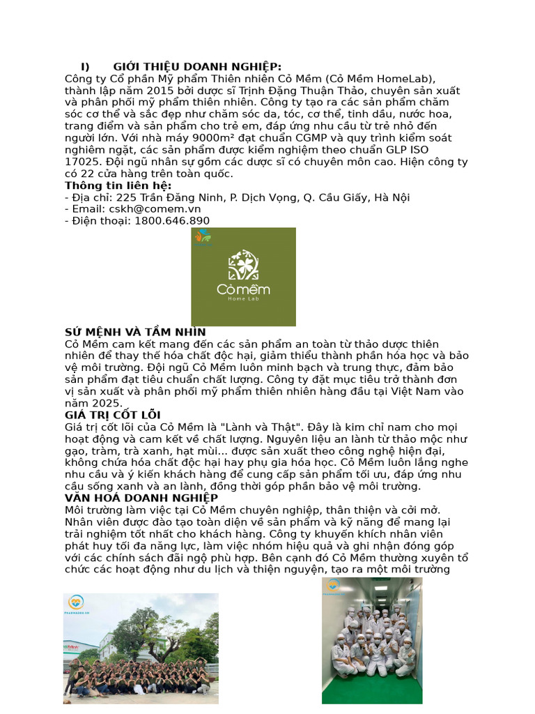 Giới Thiệu về Doanh Nghiệp Cỏ Mềm | PDF