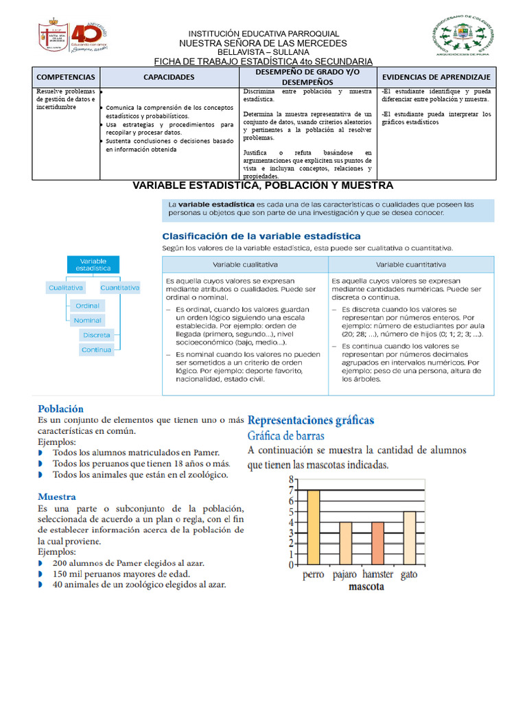 Variable Estadistica, Población y Muestra | PDF