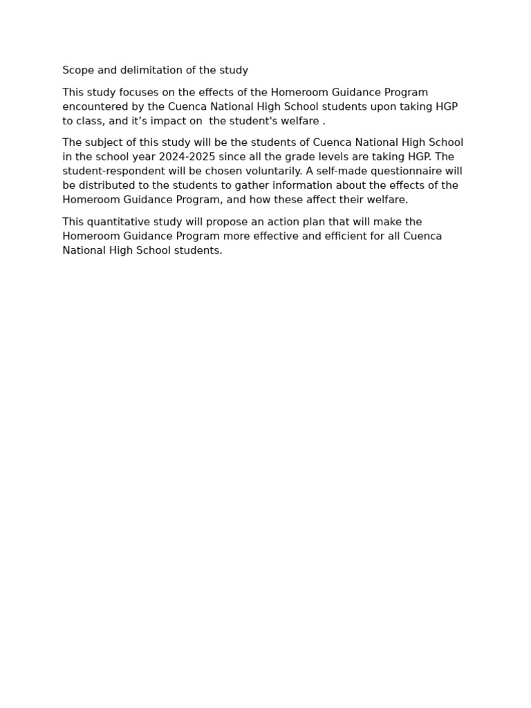 2ndrevised Scope and Delimitation of The Study | PDF