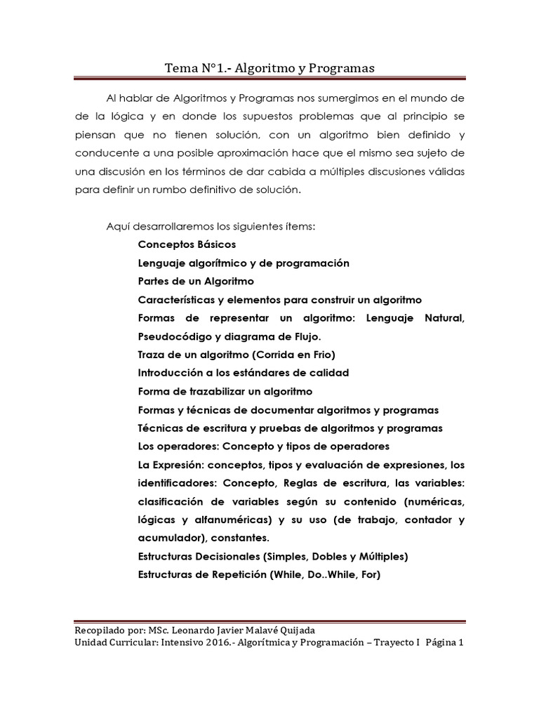 Algoritmos y Programas: Conceptos Clave | PDF | Programa de computadora ...