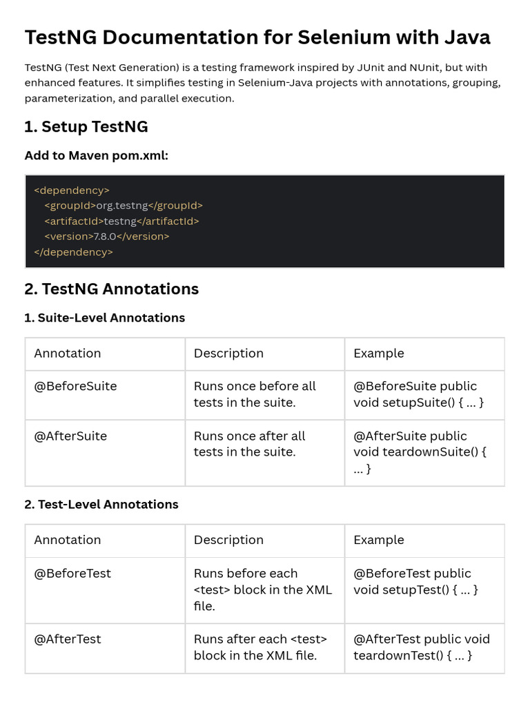 TestNG Documentation | PDF | Software Development | Software Engineering