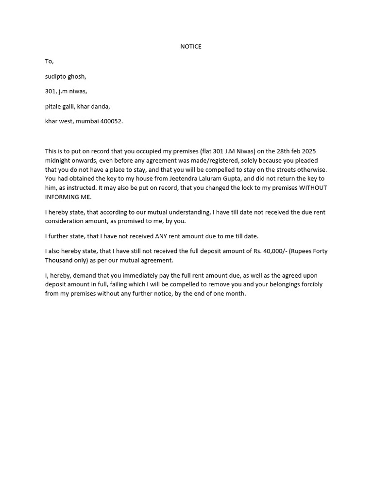 NOTICE sudipto ghosh | PDF