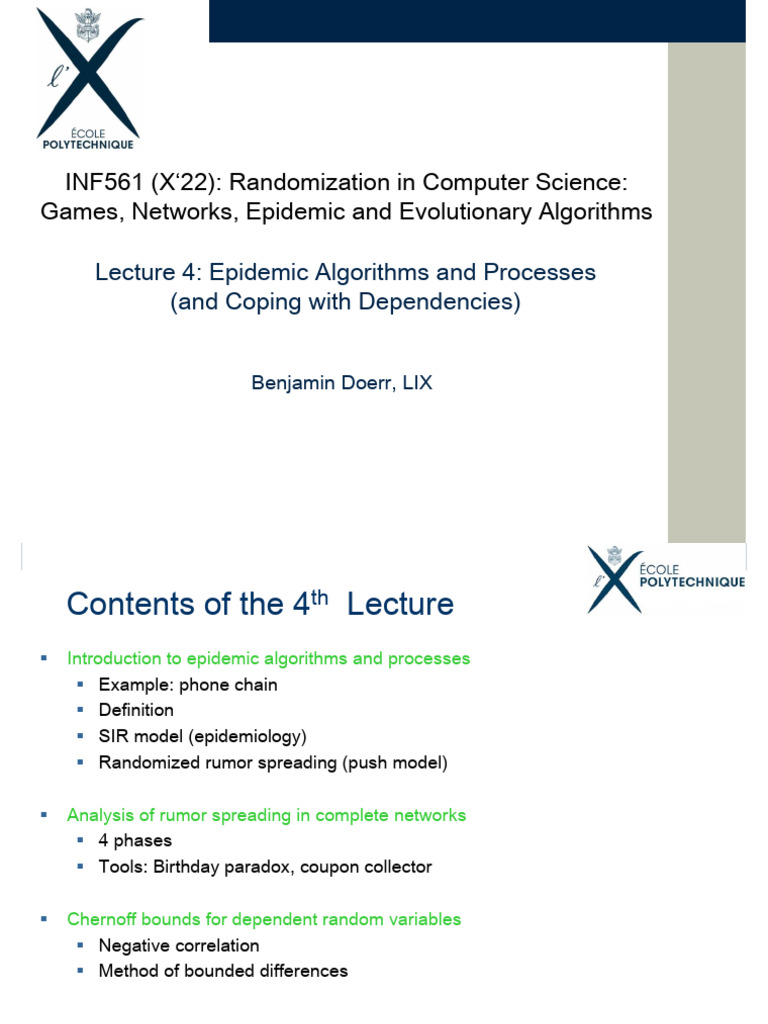 Lecture4 Slides Epidemics1 | PDF | Mathematics | Probability