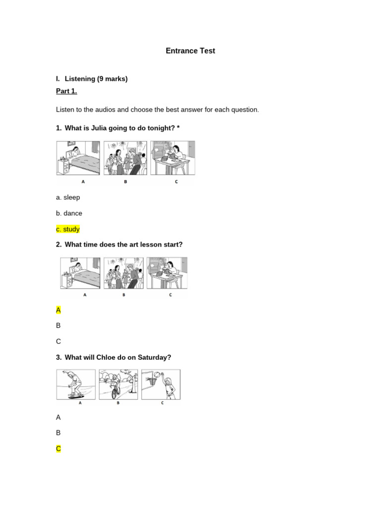 Entrance Test | PDF