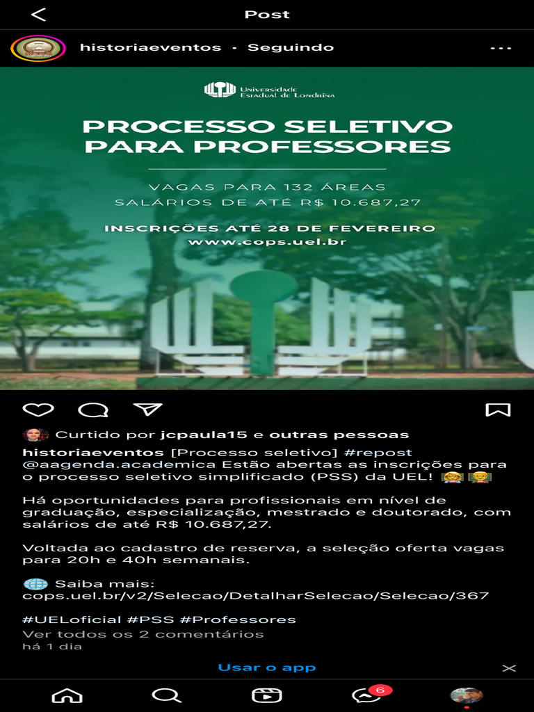 Eventos Acadêmicos de História [Processo seletivo] #repost @aagenda.academica Estão abertas as ...