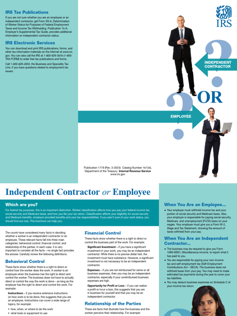 IRS Tax Publications: Independent Contractor | PDF | Employment | Irs ...