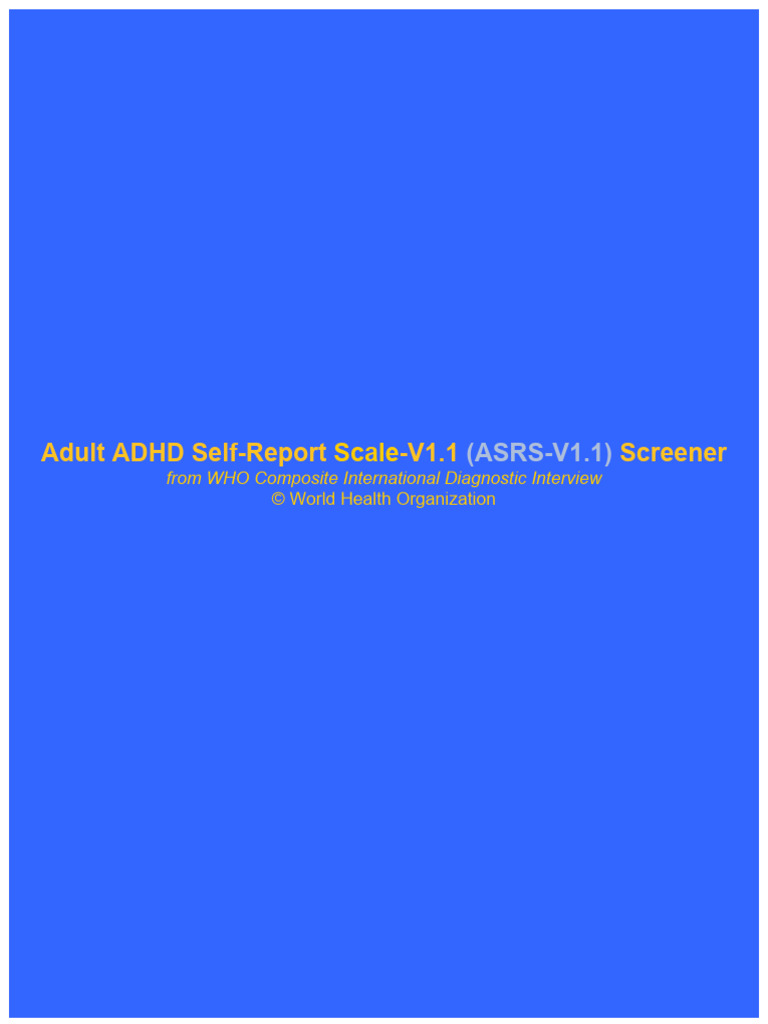 Adult ADHD Self-Report Scale (ASRS-V1.1) - Screener | PDF | Attention ...