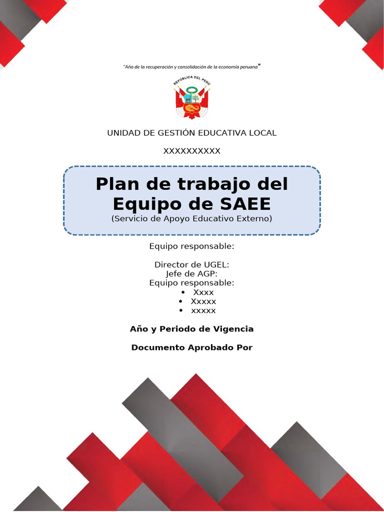 Estructura Del Plan de Trabajo Del SAEE | PDF | Evaluación | Enseñando