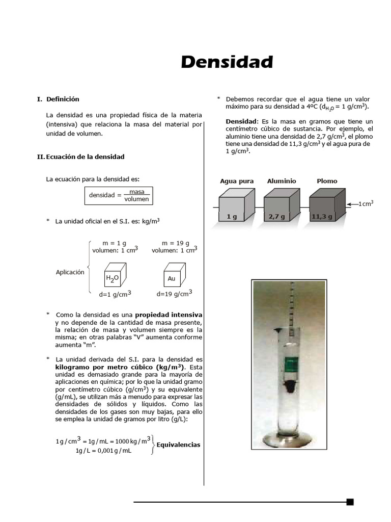DENSIDAD-QUIMICA NIVEL IVB | PDF | Densidad | Cantidad