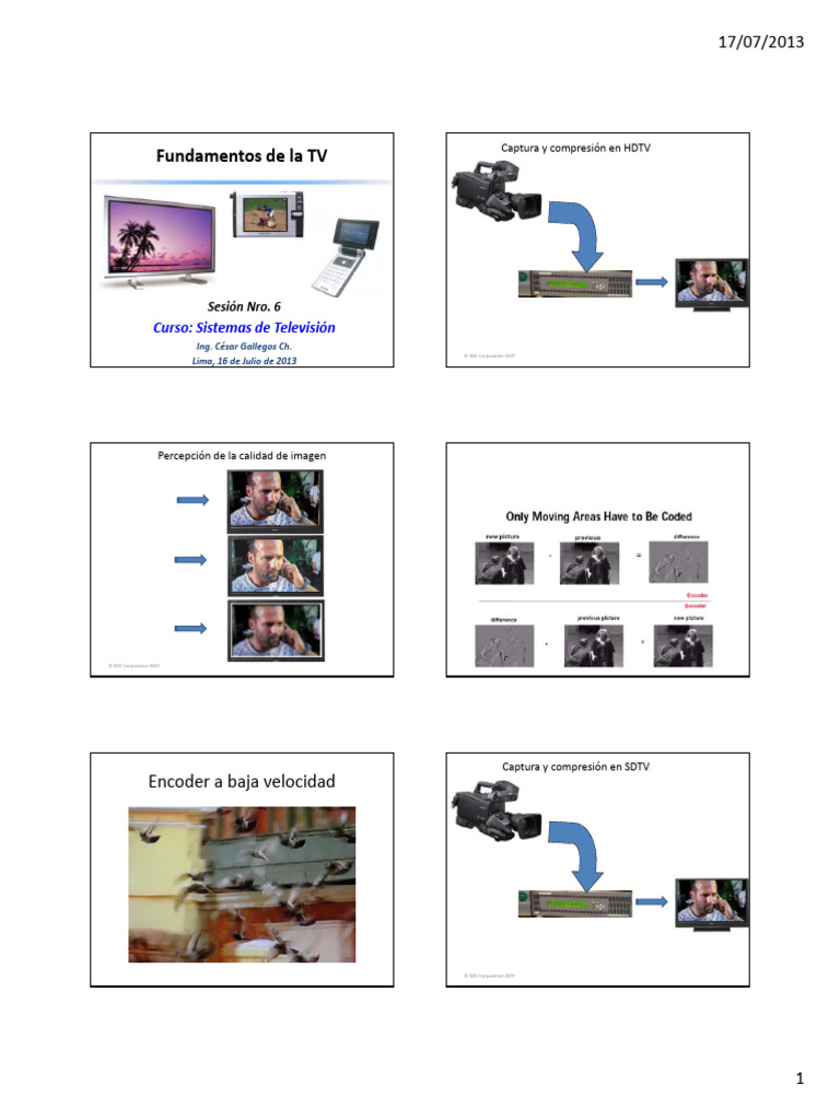 130716 - Sesión 6- Sistemas de TV - César Gallegos | PDF | Vídeo | Televisión