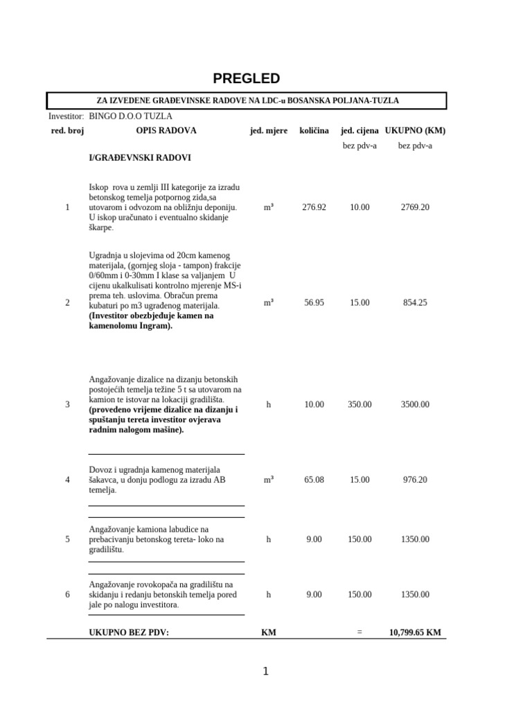 BINGO Ponuda 1 | PDF