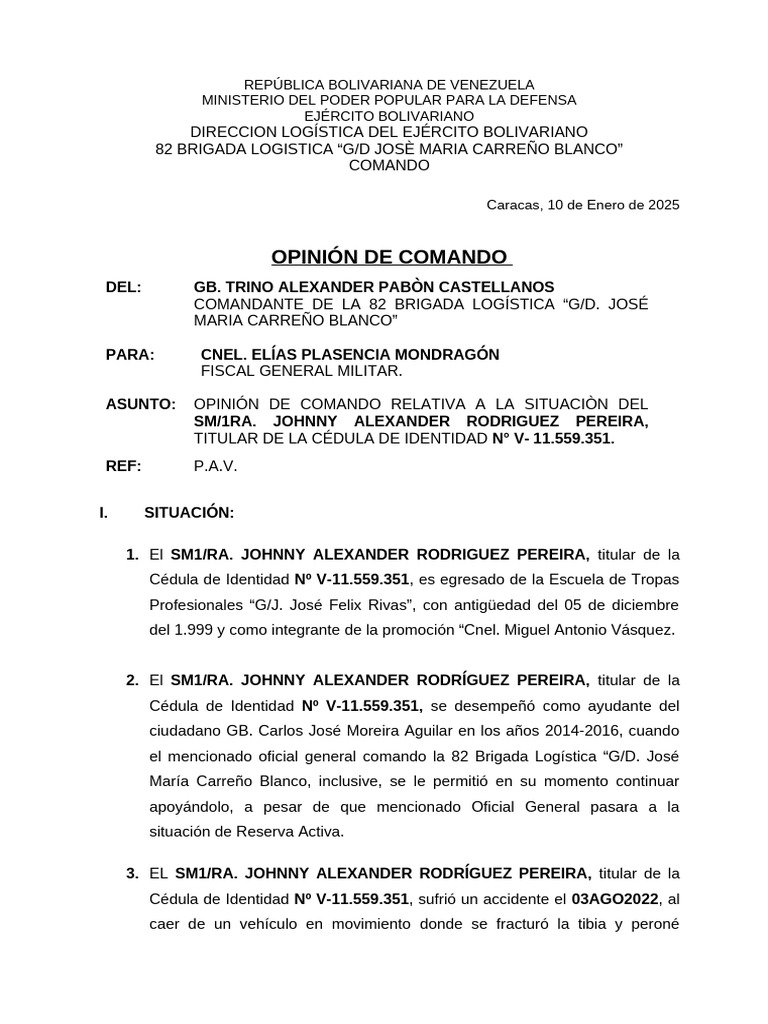 Opinión de Comando DESERTOR SM1 Rodriguez Pereira | PDF