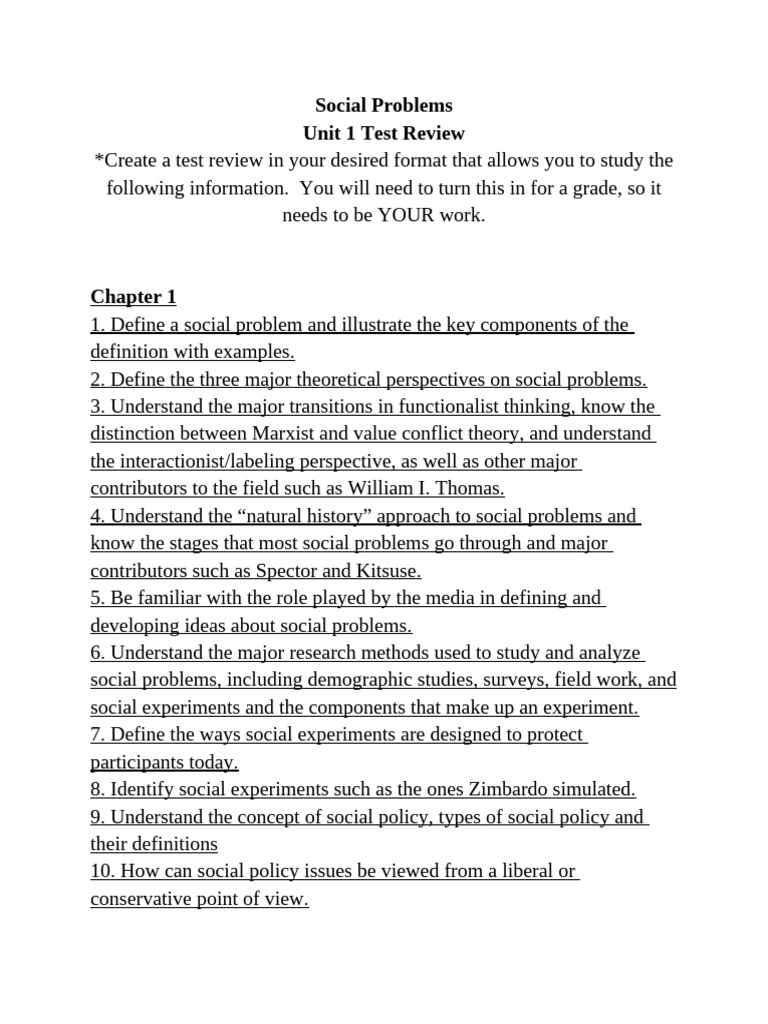 Test 1 chapters 1-3 Social Problems | PDF | Mental Disorder | Health Care