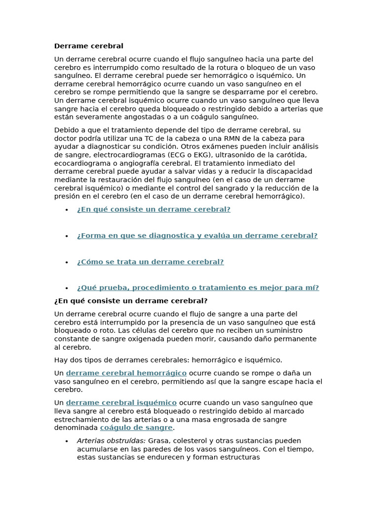 Derrame | PDF | Carrera | Ct Scan