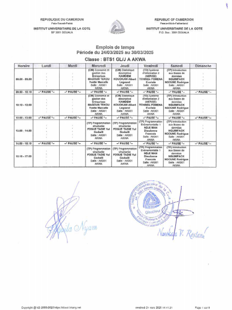 EDT - GL1 - Semaine Du 24 Mars 2025 | PDF