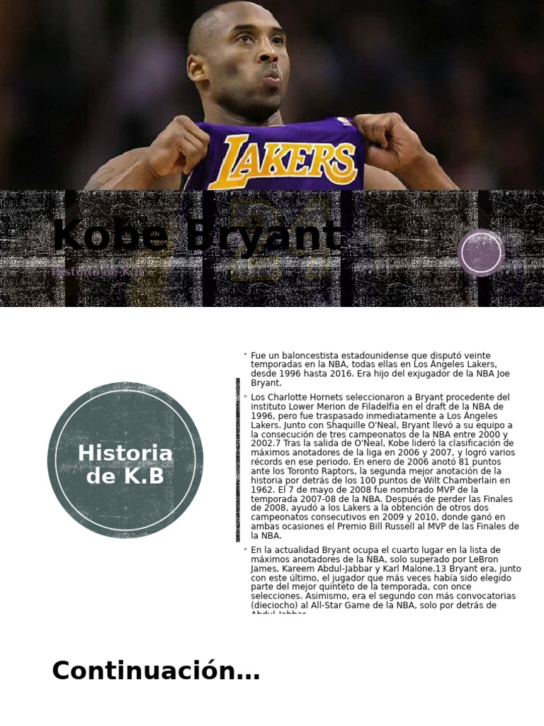 Kobe Bryant.pptx.Pptx | PDF | Kobe Bryant | Asociacion Nacional de ...