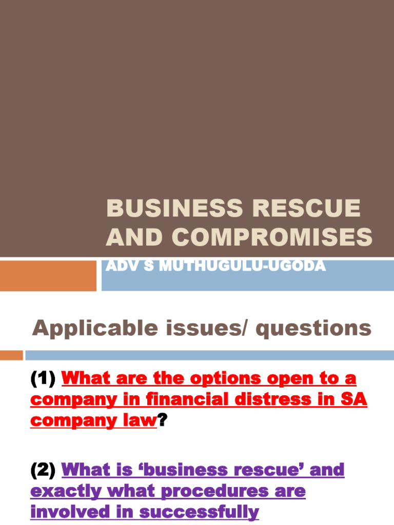 Bizentb - 2015 Unit 8 Business Rescue and Compromises | PDF ...