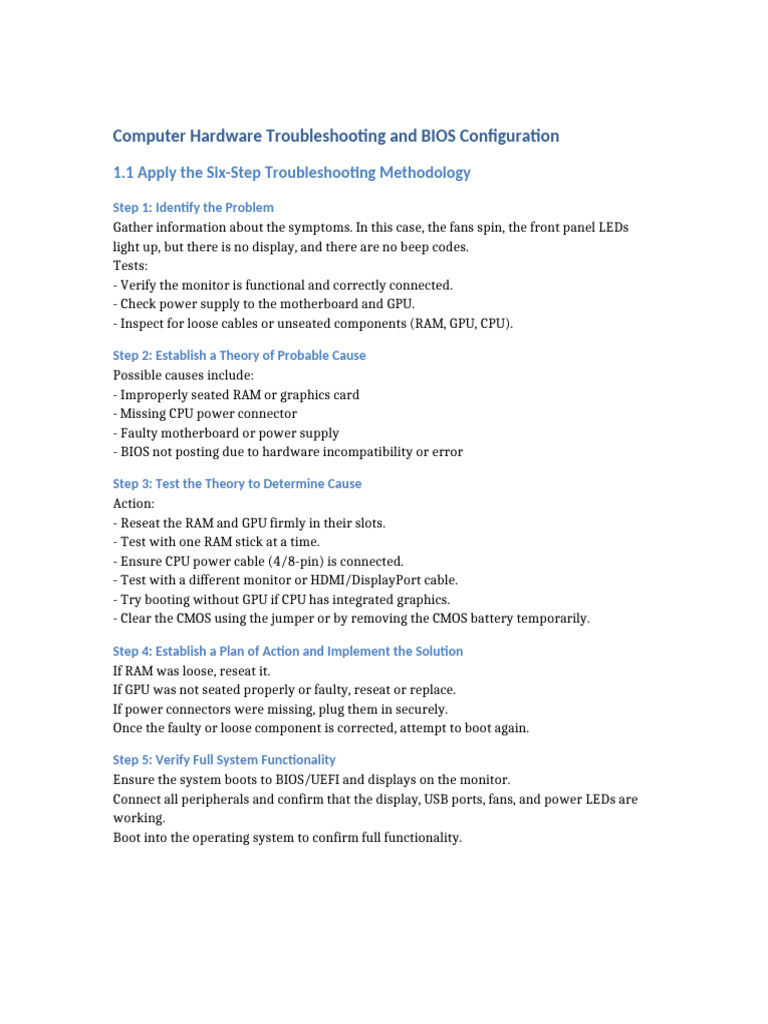 Troubleshooting and BIOS Config | PDF | Bios | Booting