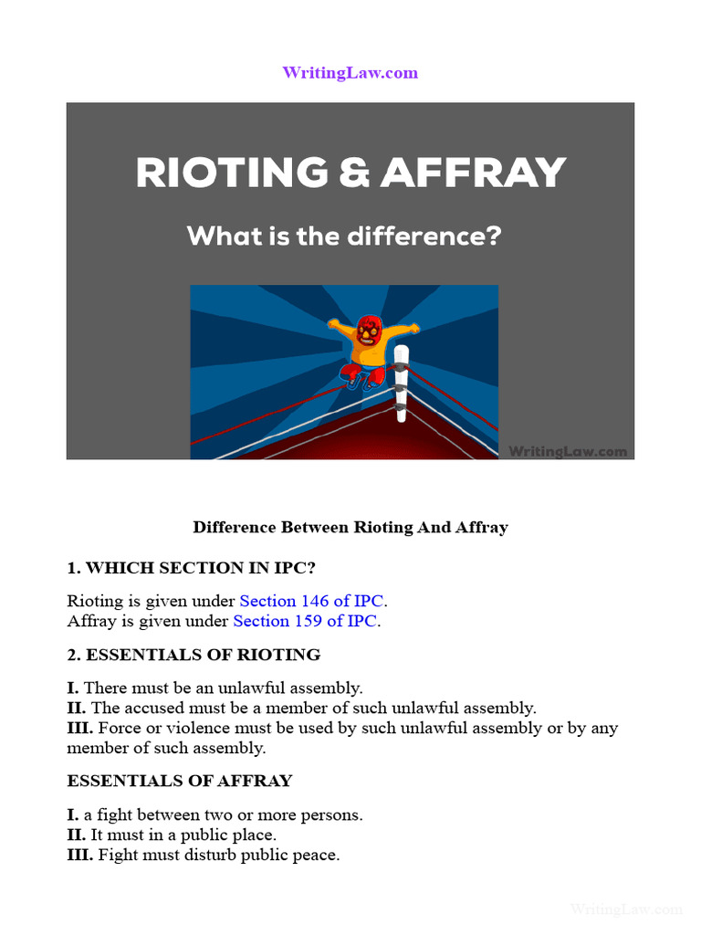 Difference Between Rioting and Affray | PDF