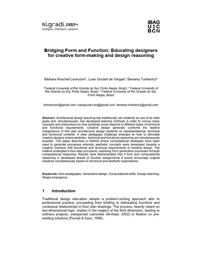 Bridging Form and Function: Educating Designers For Creative Form-Making and Design Reasoning ...