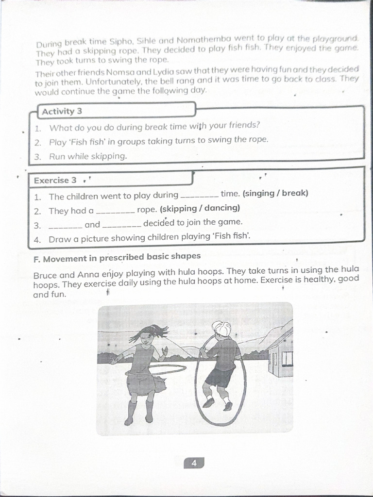 During Break Time Sipho, Sihle and Nomathemba Went To Play at The Playground | PDF