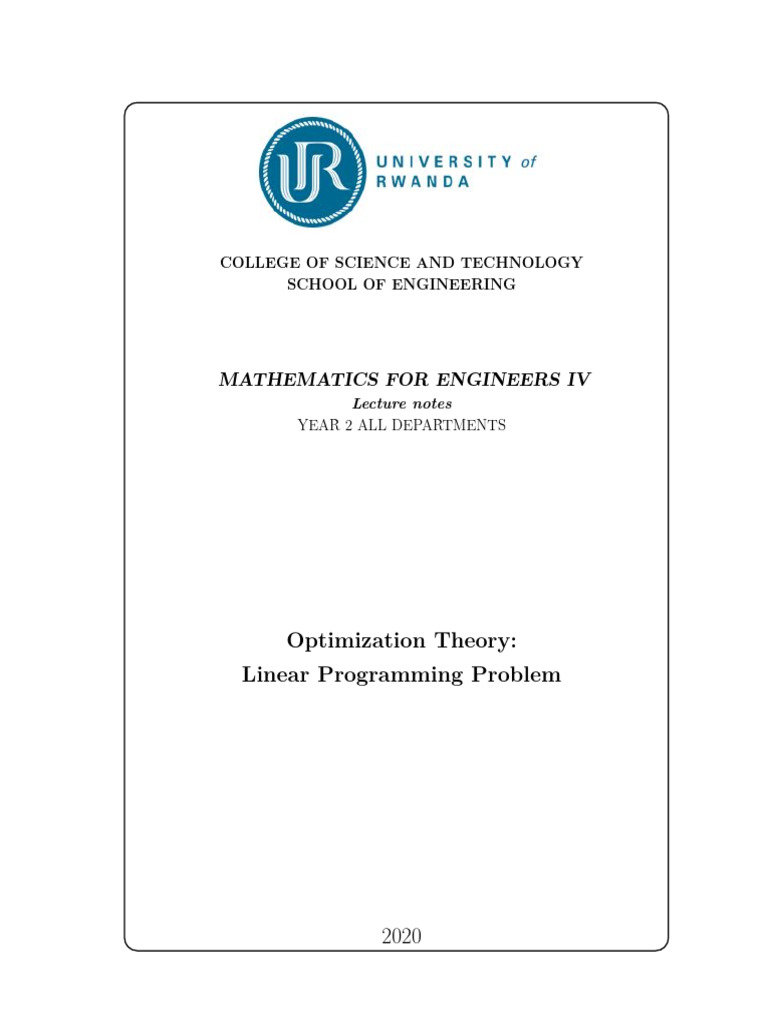 MATH_IV_Optimazation_Theory_LPP | PDF | Mathematical Optimization | Linear Programming