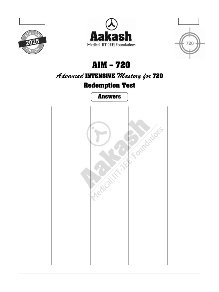 AIM-720 - Redemption Test - 07-04-2025 - Sol | PDF | Circulatory System ...
