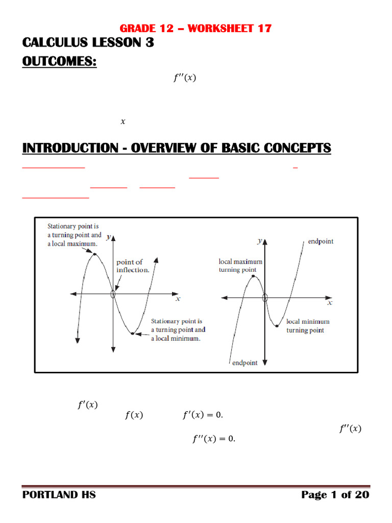 TERM 2 - WS 17 CALCULUS LESSON 3 ANSWERS | PDF | Derivative | Differential Calculus