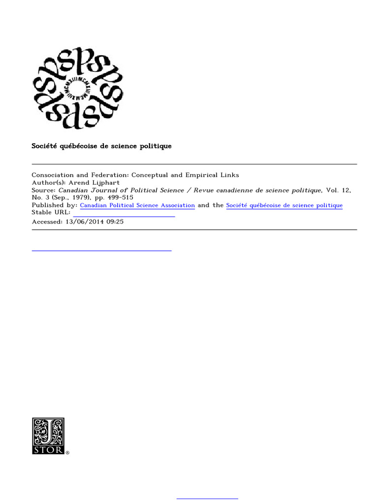 Consociationalism and Federalism Links | PDF | Asymmetry | Federation