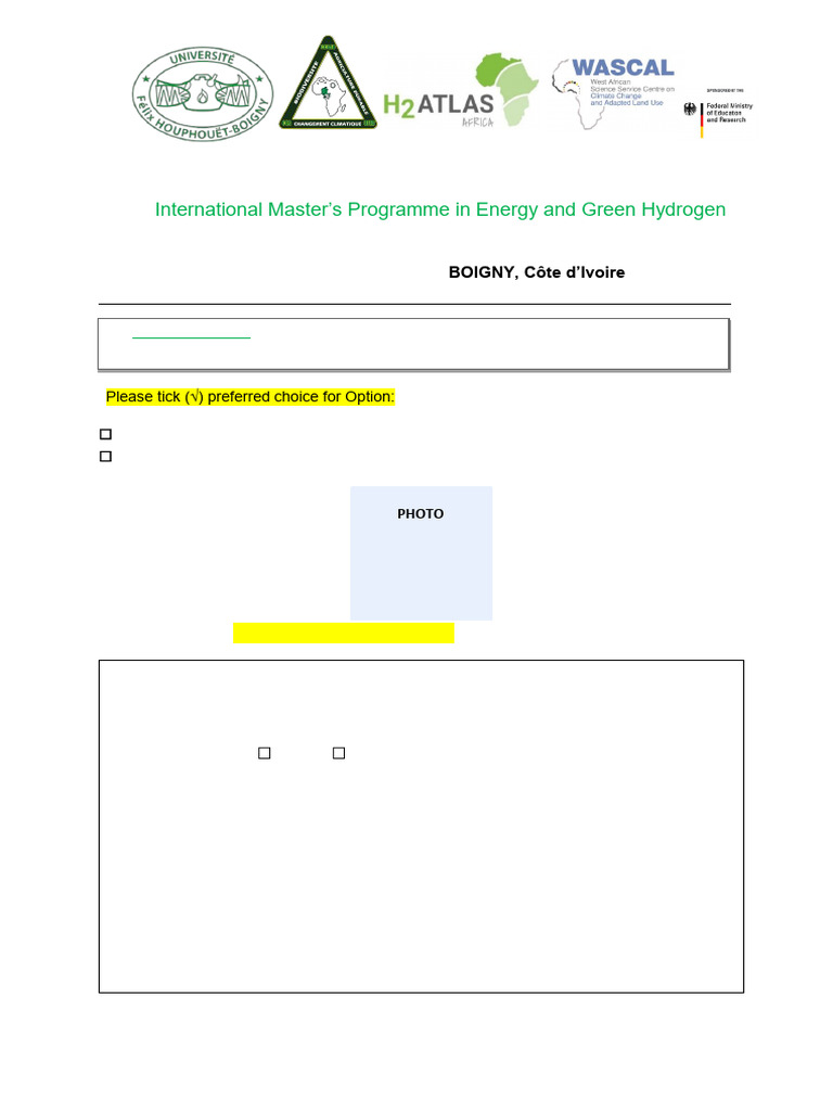 Application Form - IMP EGH - WASCAL Cote Divoire 2025 | PDF