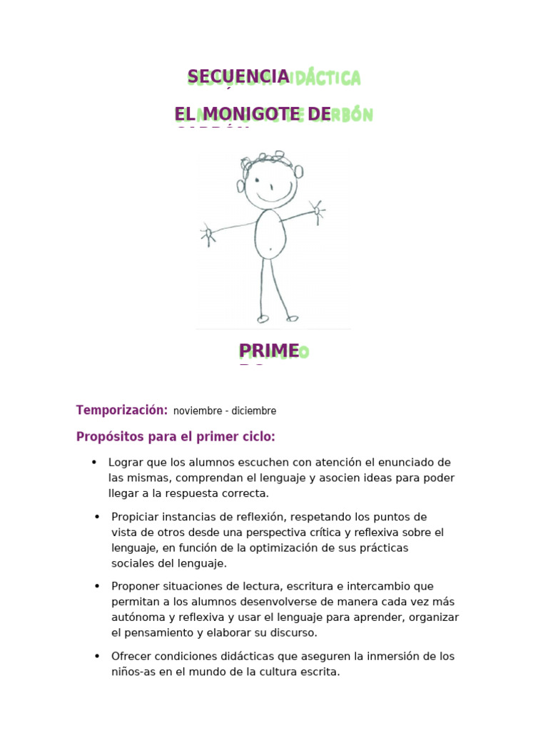 Secuencia El Monigote de Carbón | PDF | Cuentos | Comunicación