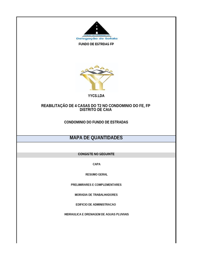 Mapa de Quantidade Reabilitacao de 4 Casas t2 Fe, FP - Distrito de Caia | PDF | Argamassa ...