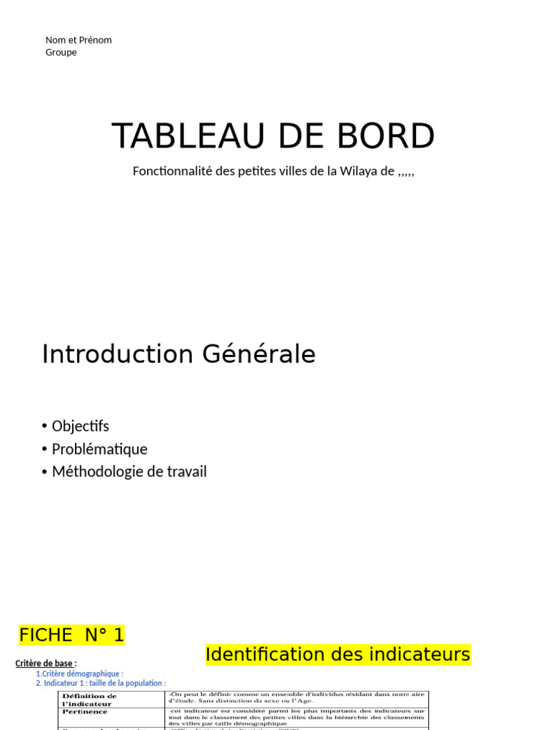 TABLEAU DE BORD | PDF