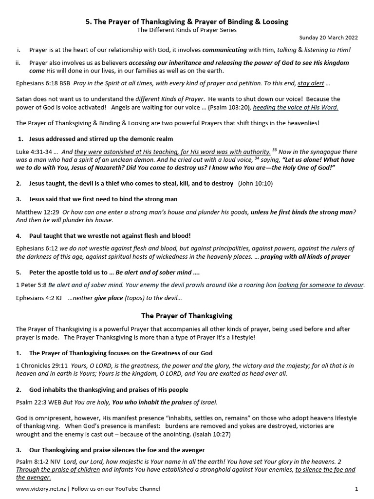 Powerful Prayers: Thanksgiving & Binding | PDF | Prayer | Jesus