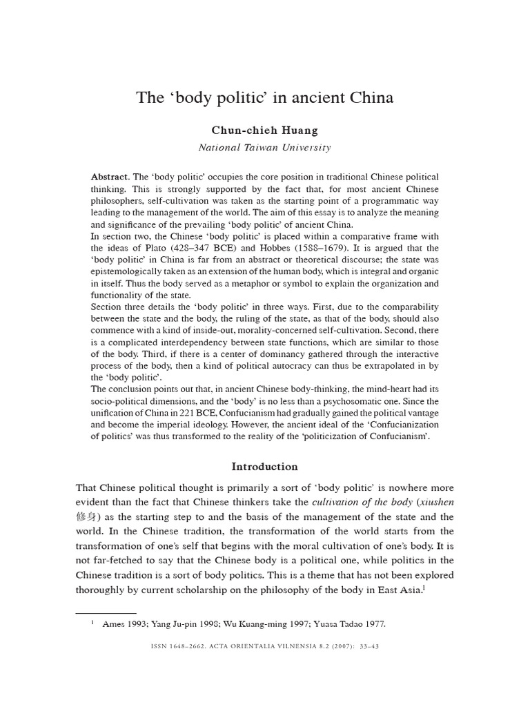 Chun-Chieh Huang: The - Body - Politic - in - Ancient - China | PDF ...