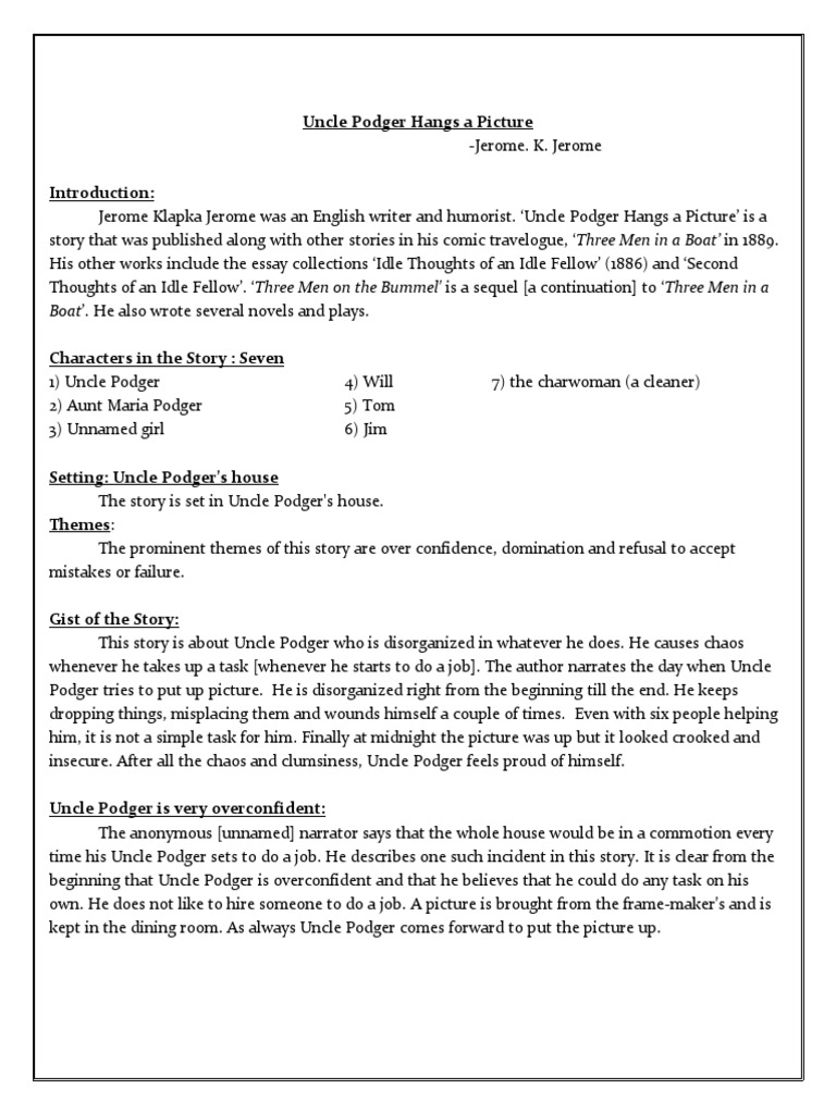 Uncle Podger, Faltering Pendulum CIA II (I B.com F, I B.SC Micro and Chem) | PDF | Three Men In ...