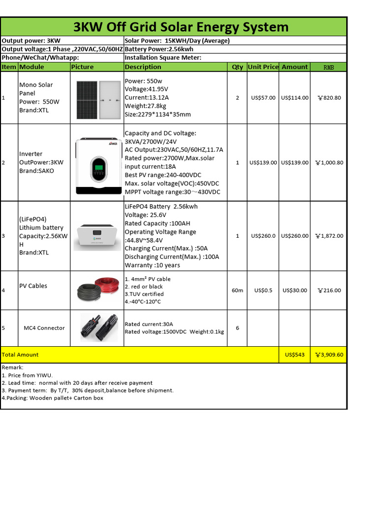 3kw Off Grid Solar Power System | PDF | Photovoltaics | Energy Conversion