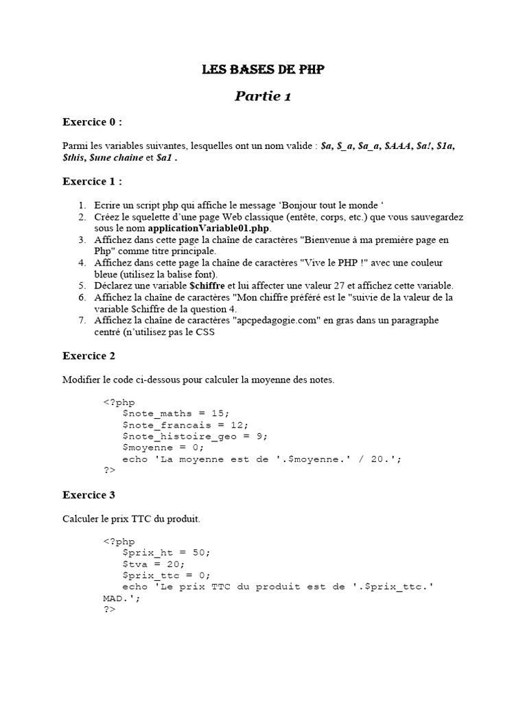 TP 2 Gestion Des Variables | PDF | PHP | Développement de logiciel
