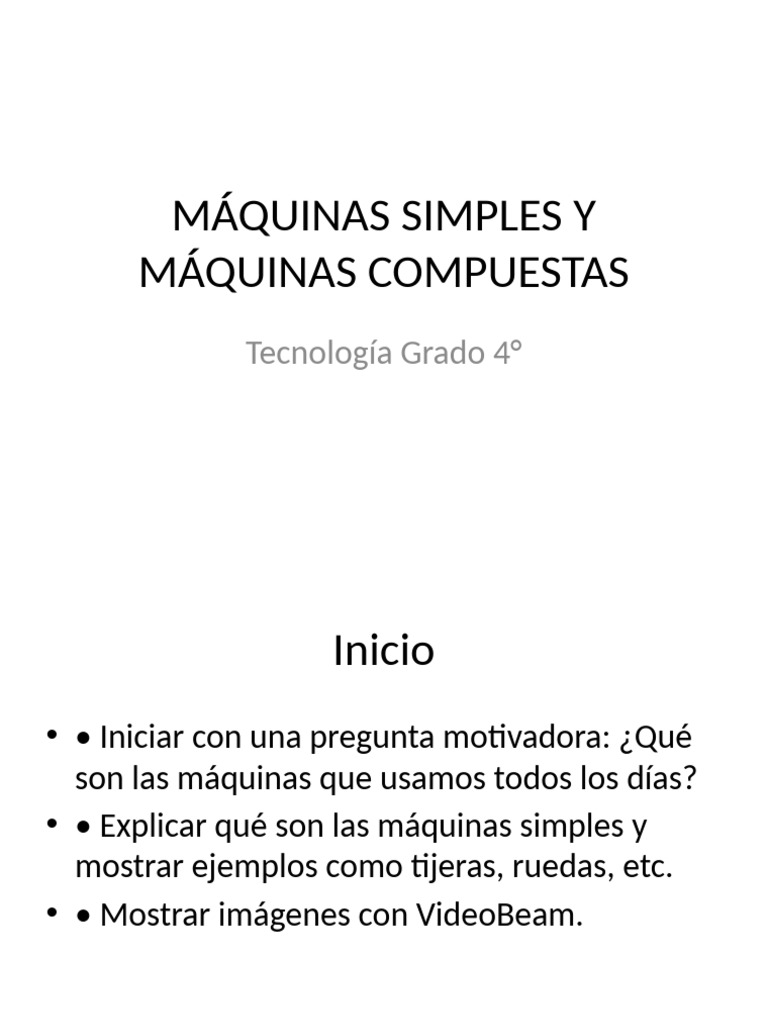 Máquinas Simples y Compuestas para Niños | PDF