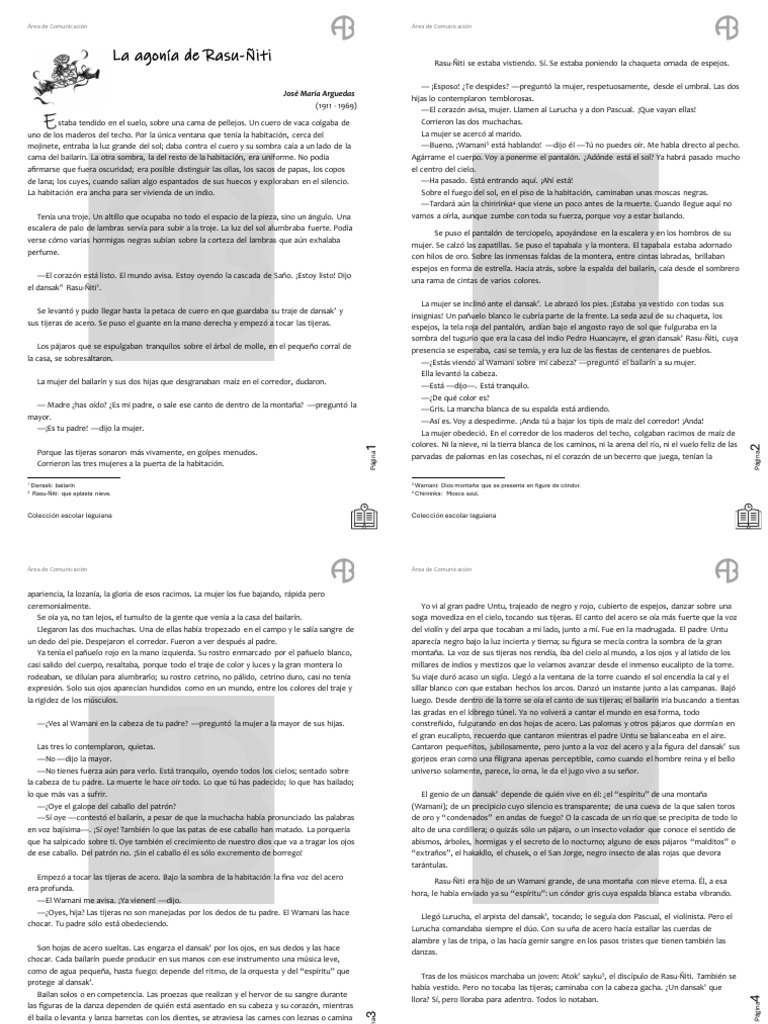La Agonía de Rasu Ñiti - Arguedas - Actualizado | PDF